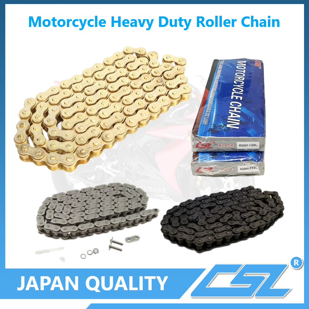 CSL Chain 428H-110L/120L/130L/132L Super Heavy Duty Plates Black Gold ...