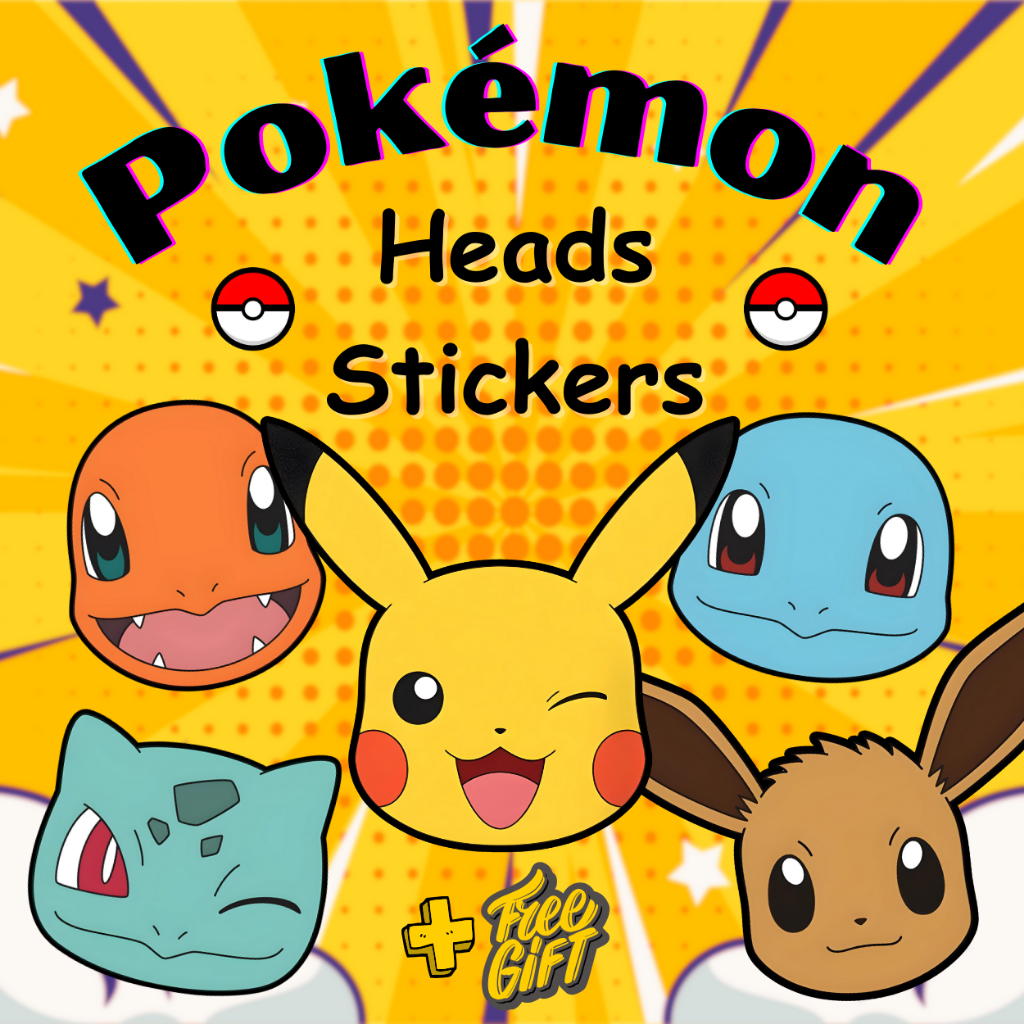 Pokemon Heads Waterproof Vinyl Stickers For Laptop, Tumbler, Suitcase ...