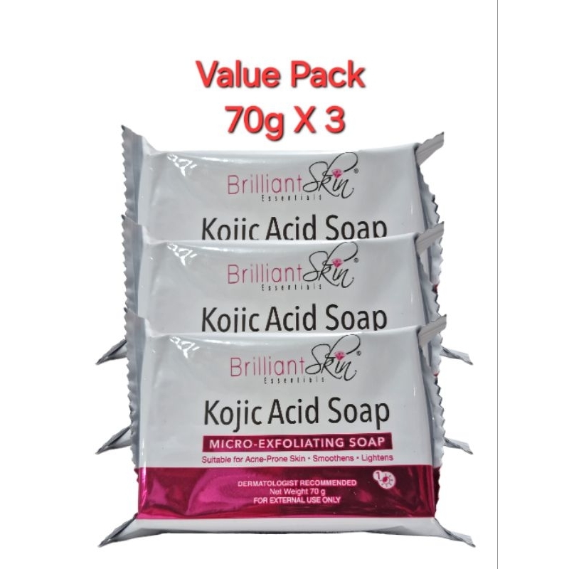 Brilliant Skin Kojic Acid Soap 3pcs X 70g | Shopee Philippines