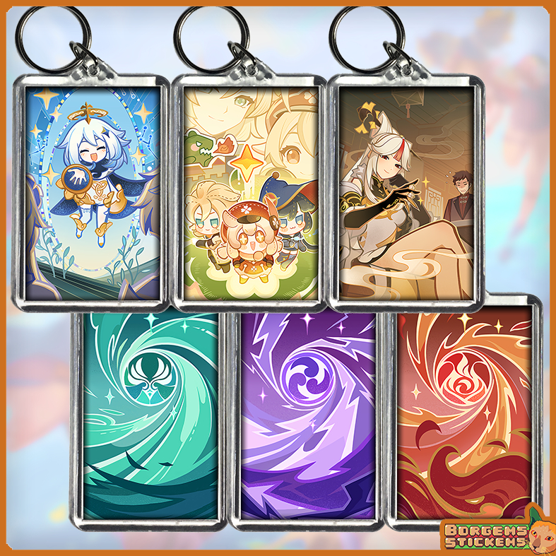 Genshin Impact - TCG Action Cards and Elements - Game【Acrylic Keychain ...