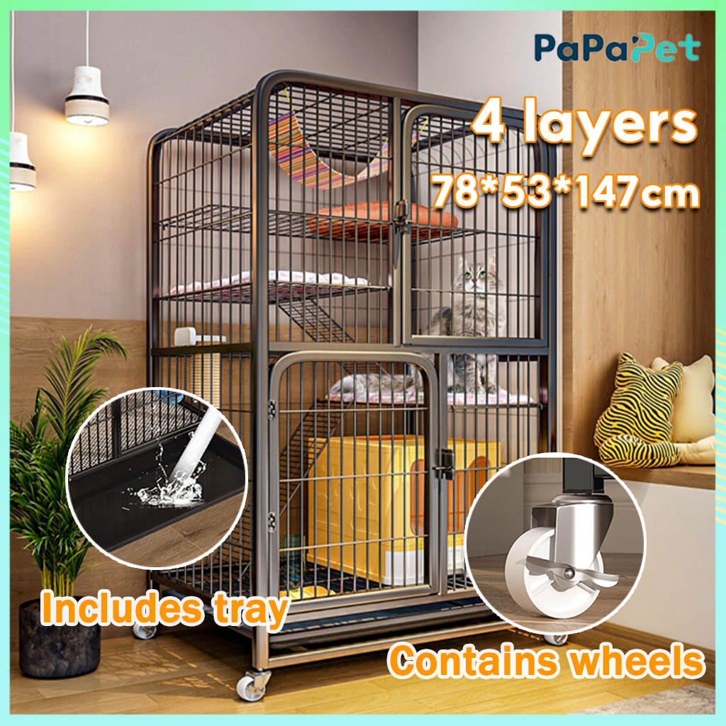 Cat Cage Extra Large Cat Crate 4 Layers XXL Convenience Wheeled And ...