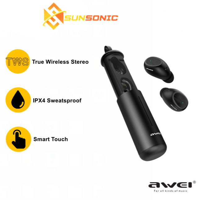 Awei T55 Tws Wireless Earbuds Bluetooth V5.0 Built In Mic Earphone With ...