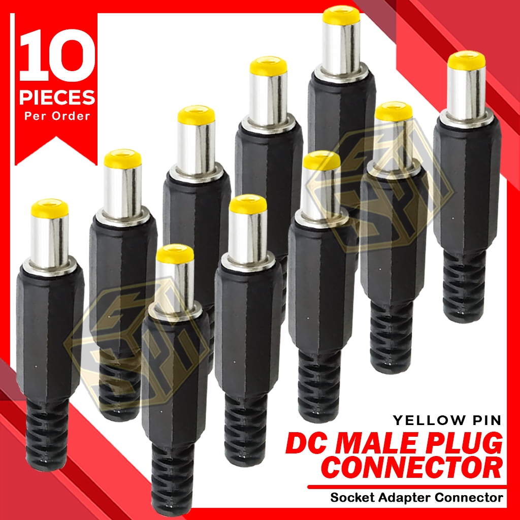10pcs Male DC Power Jack Plugs Socket Adapter Connector 2.1mm x 5.5mm ...