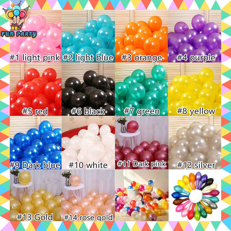 100PCS 10 Inch Matte balloon Metallic Glossy Latex Balloons Birthday ...
