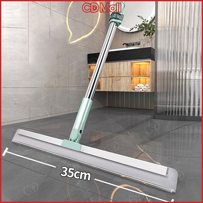CD Broom with Rubber Scraper+Long Retractable Handle for Bathroom Floor ...