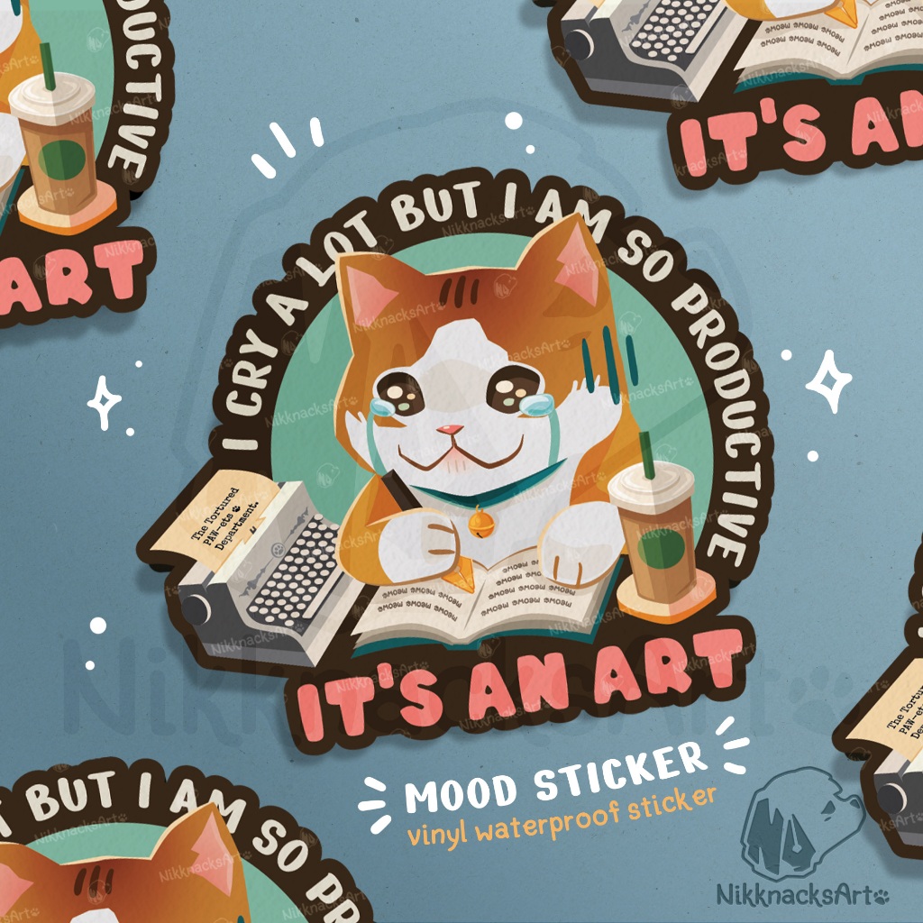 Mood Relatable Vinyl Stickers - I Cry a Lot - Weatherproof, etc ...