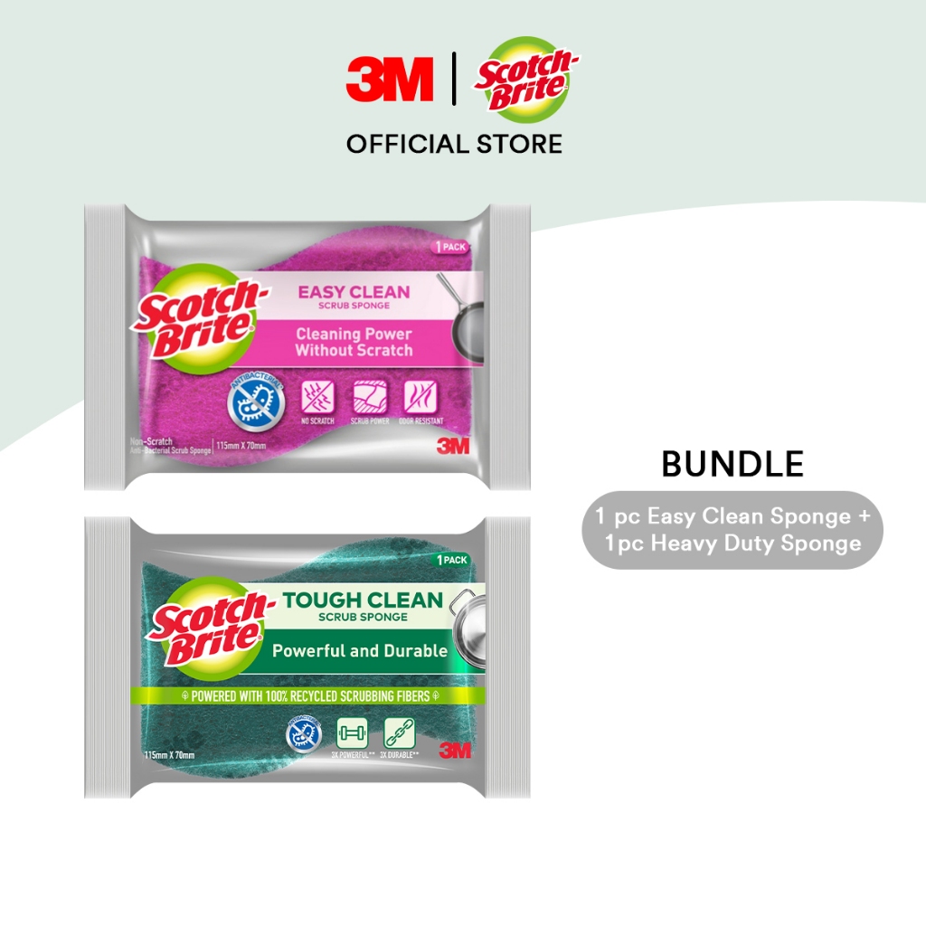 [BUNDLE] 3M™ Scotch Brite® Tough Clean Anti Bacteria Scrub Sponges 1PC ...