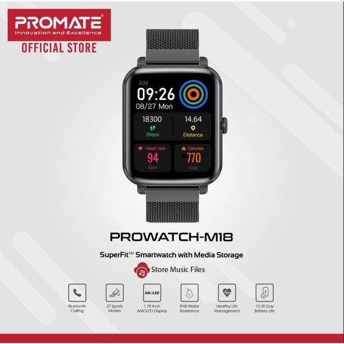 Promate ProWatch-M18 SuperFit™ Smartwatch with Media Storage | Shopee ...
