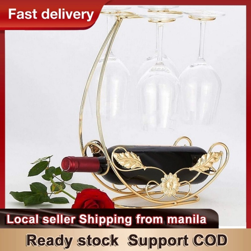 Vintage Tabletop Wine Rack & Stemware Holder Metal Elegant Freestanding ...
