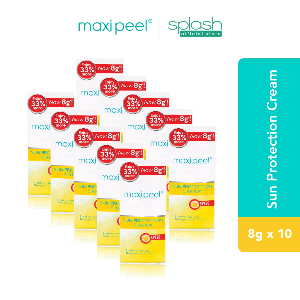 Maxi-Peel Sun Protection Face Cream - Sunscreen SPF20 8g Set of 10 ...