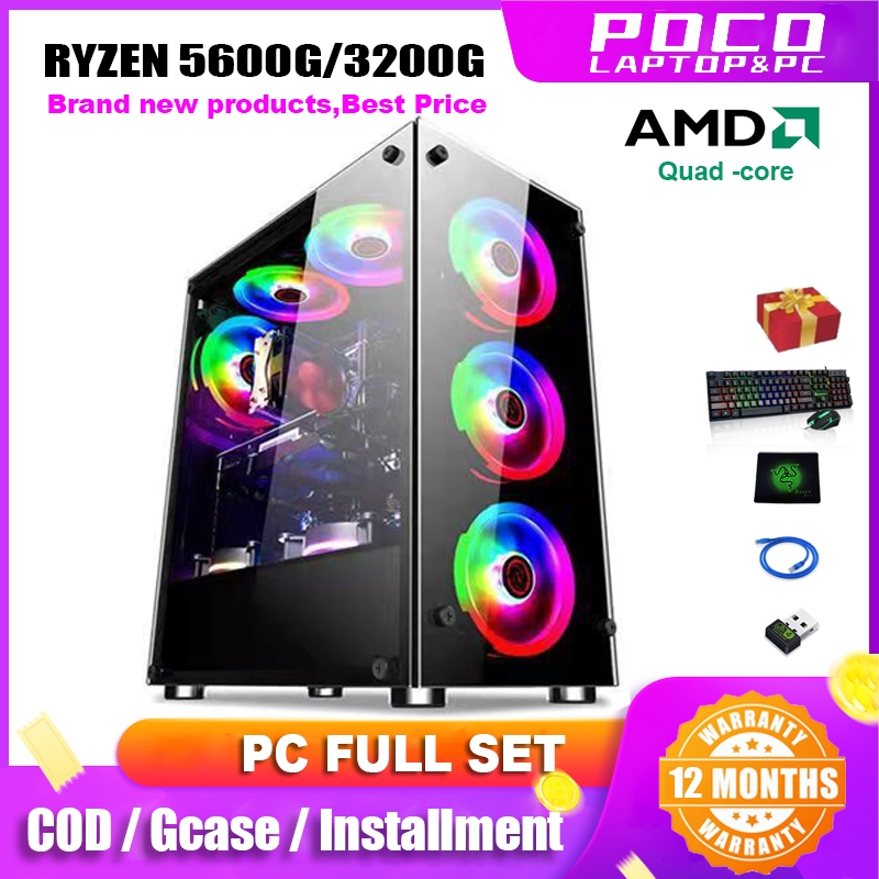 CPU Unit Only AMD Desktop Ryzen 5 5600G Gaming PC with DDR4 16GB RAM 512GB SSD Full Set Computer ...