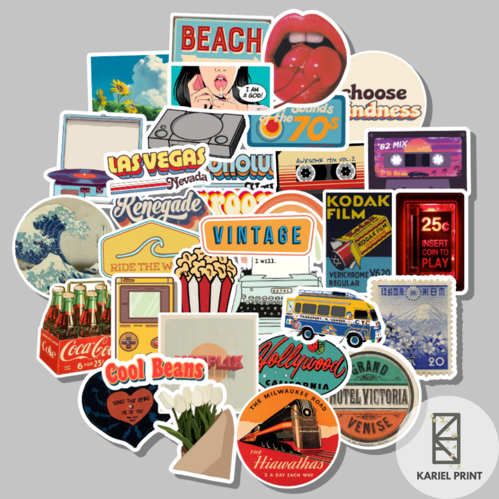Vintage Retro 28pcs Laminated Sticker | Shopee Philippines