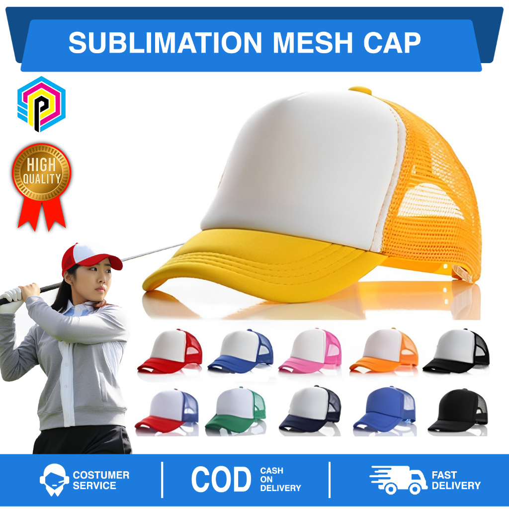 Sublimation Printable Net Cap Mesh Baseball Caps Adjustable Trucker Cap ...