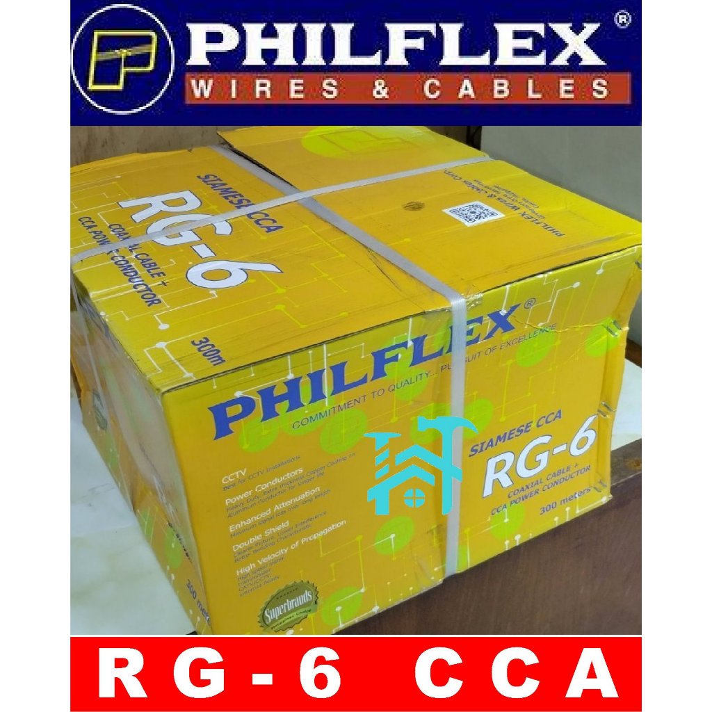 PHILFLEX RG6 RG-6 COAXIAL CABLE SIAMESE CCA 300 METERS | Shopee Philippines