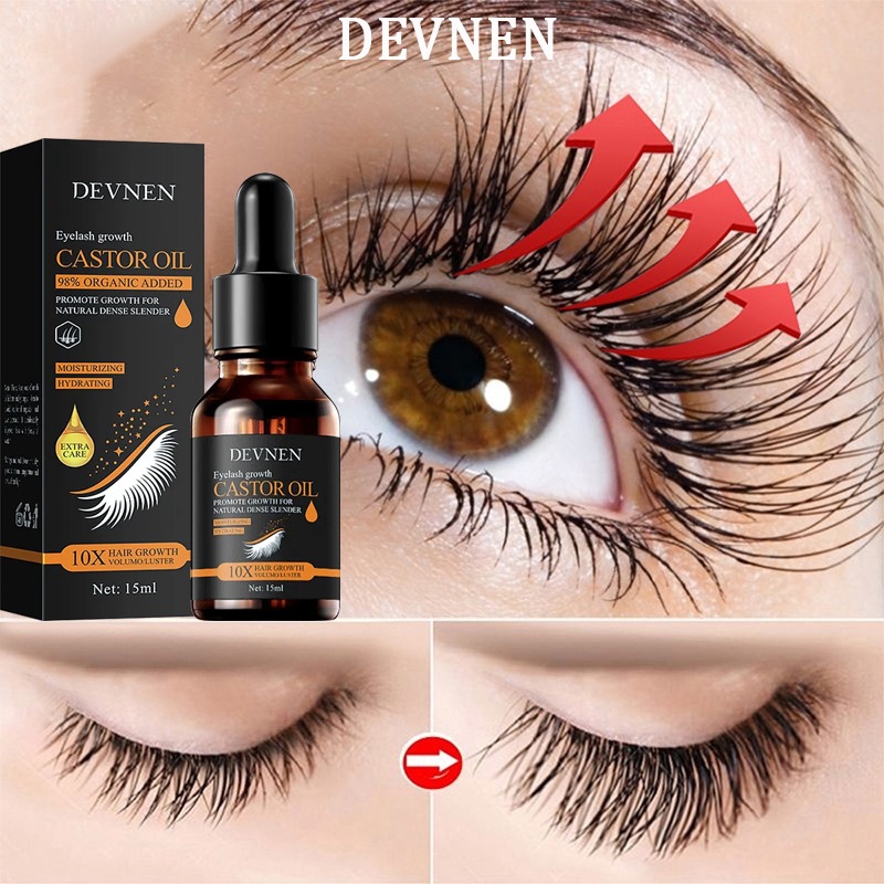 DEVNEN Eyelash Serum Castor Oil Eyelash Eyebrow Growth Serum Hair ...