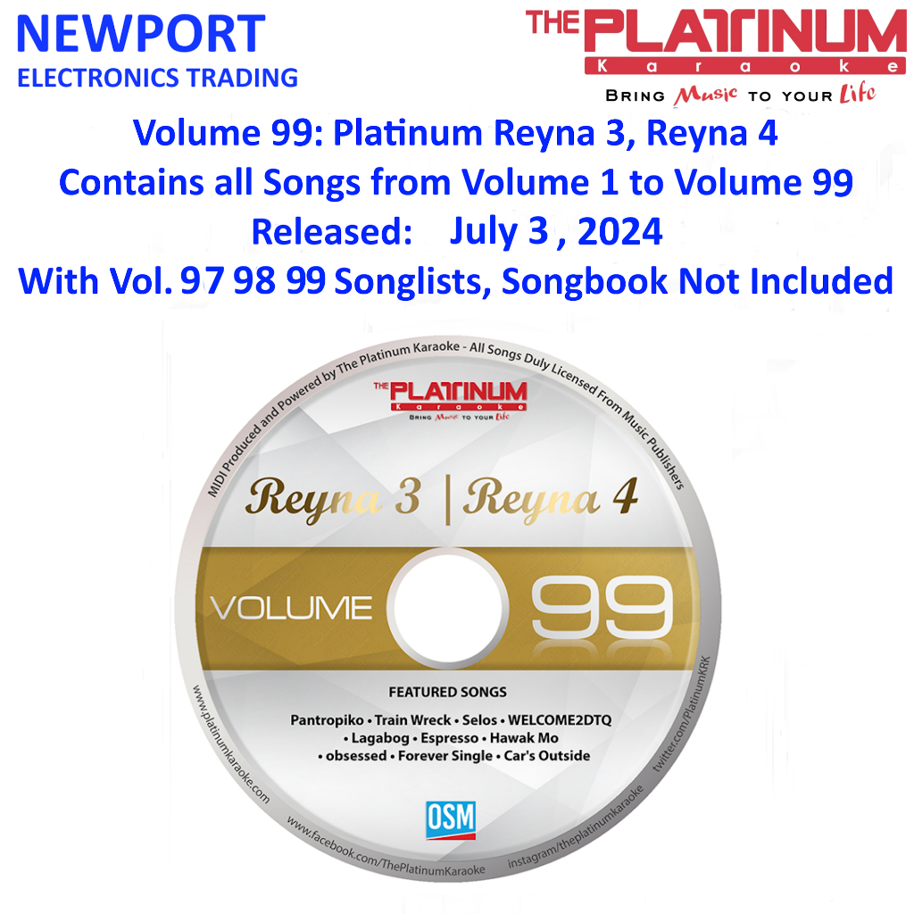 VOLUME 99 PLATINUM REYNA 3, REYNA 4 KARAOKE CD DVD RELEASED JULY 3 2024 | Shopee Philippines