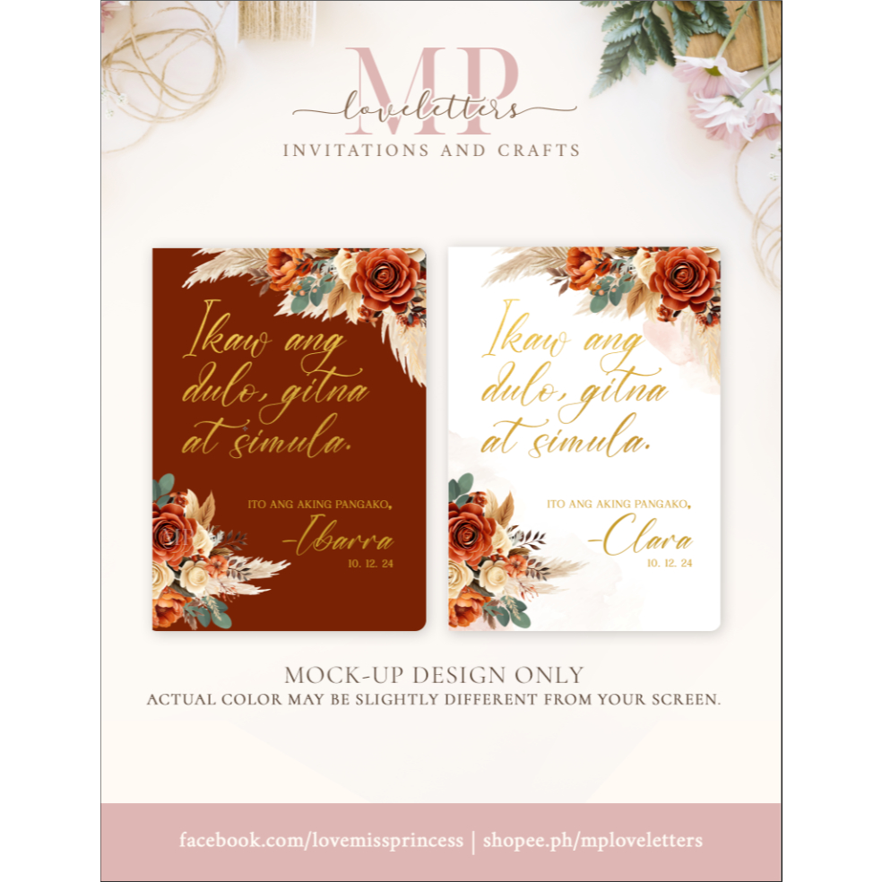 Wedding Vows Booklet - Tagalog (Personalized and Pair Already) | Shopee ...