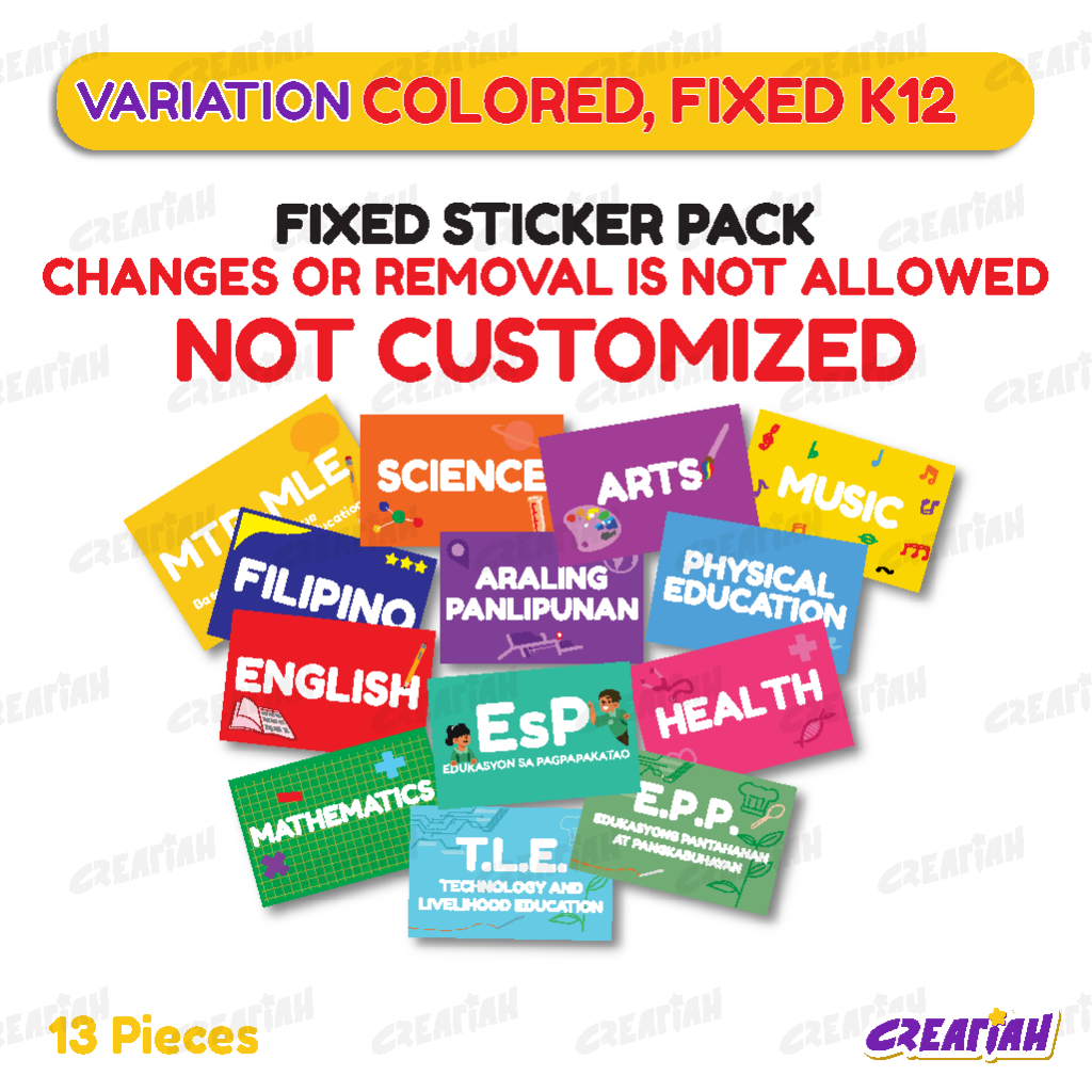 Subject Sticker Labels Quality Print Subjects Grade 1-10 Back to School ...