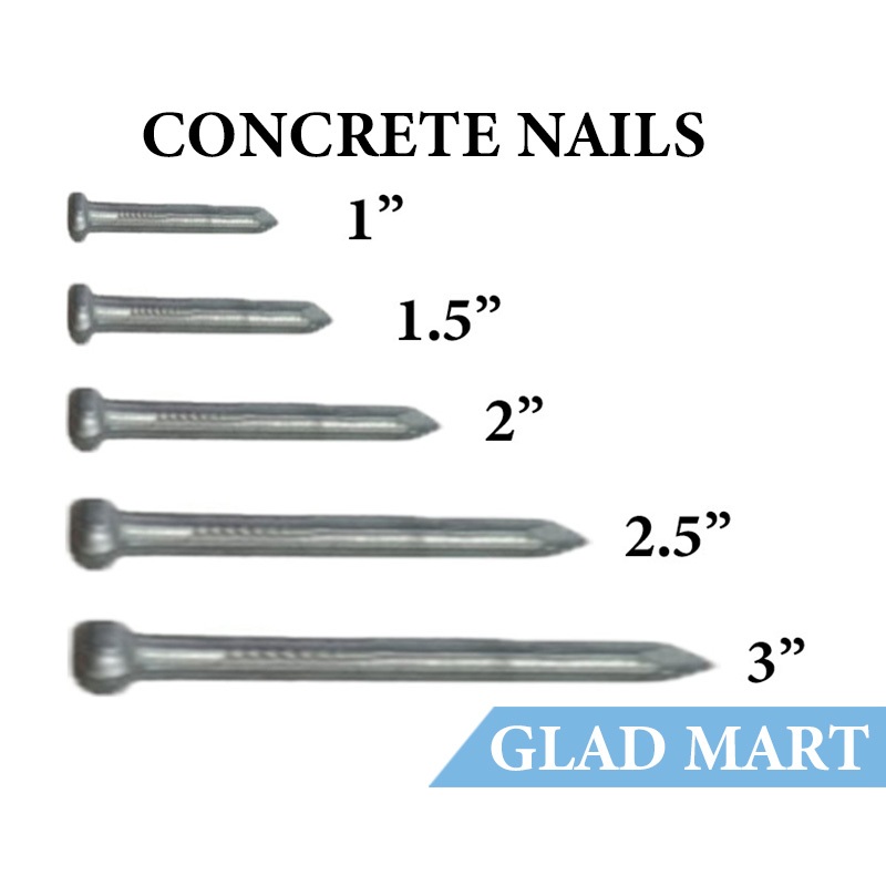 (Per Box) Concrete Nail 1'' 1-1/2'' 2'' 2-1/2'' 3'' 4" Cement Nails ...