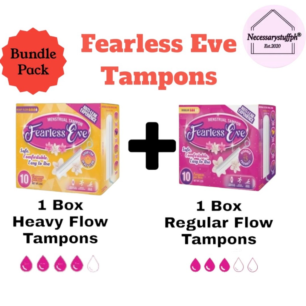 Fearless Eve Menstrual Tampons Bundle Pack (1 Box of Heavy Flow + 1 Box ...