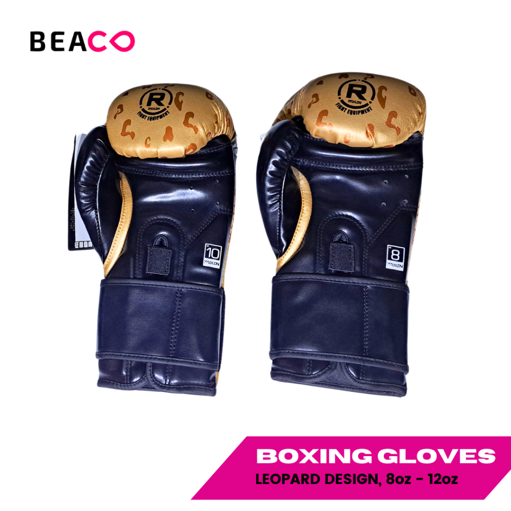 BEACO Gold Leopard 8oz 10oz Boxing Gloves for Women Adult Training ...