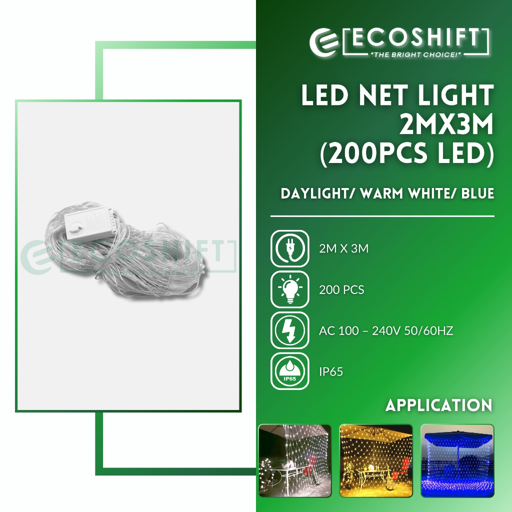 Ecoshift LED Net Light (200pcs LED) 2mx3m Daylight / Warm White / Blue ...