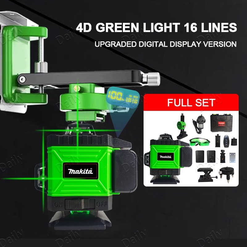 Makita 16 Line Laser Level Green Light Self-Leveling 360° Rotary Cross ...
