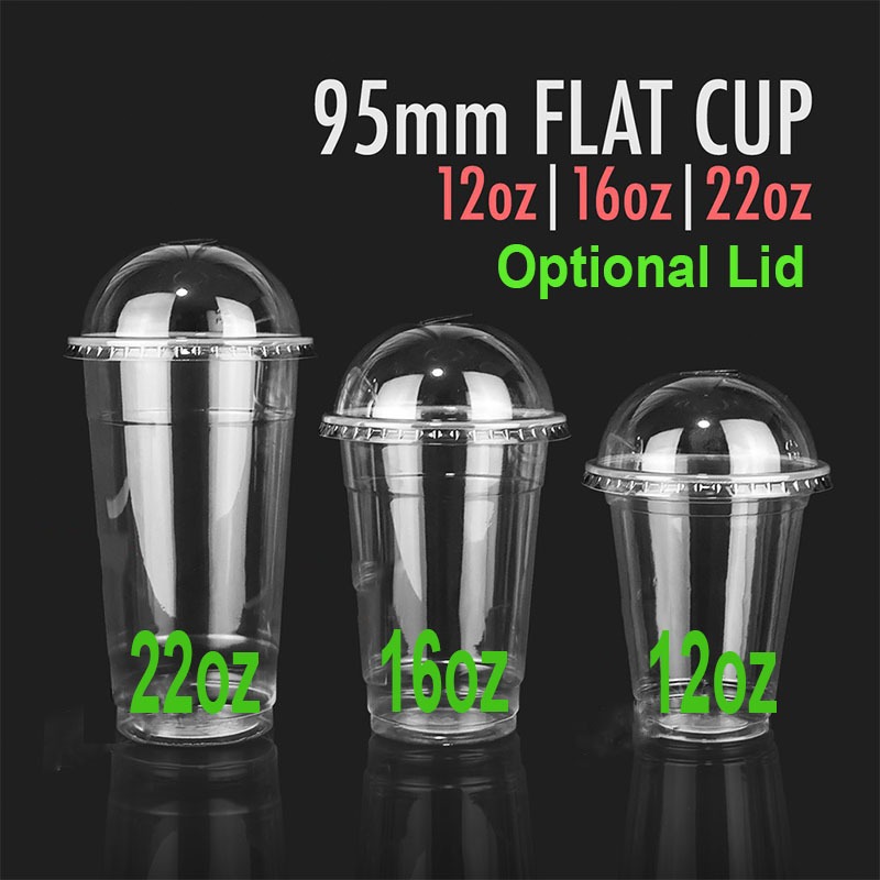 50pcs Optional lids Plastic Cups Set 95mm(8oz 12oz 16oz 22oz)for ...