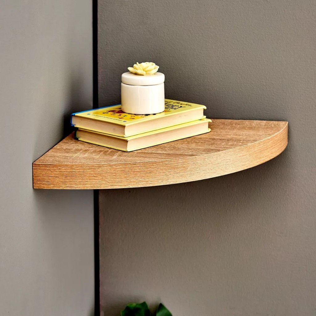 WOOD- New Floating Corner Shelf Wall-Mounted Storage Rack Decor ...