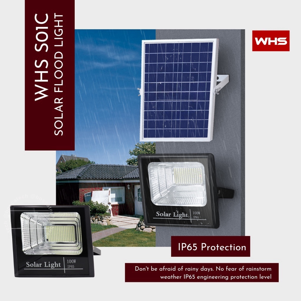 WHS 3 Year Warranty 25W-300W Heavy Duty Outdoor LED Solar Flood Light ...