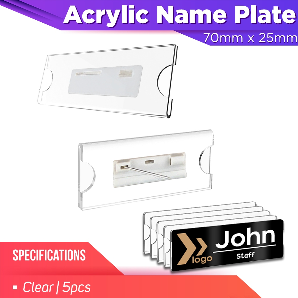 5pcs Acrylic Name Plate Photo Insert Blank Acrylic Nameplate 70x25mm ...