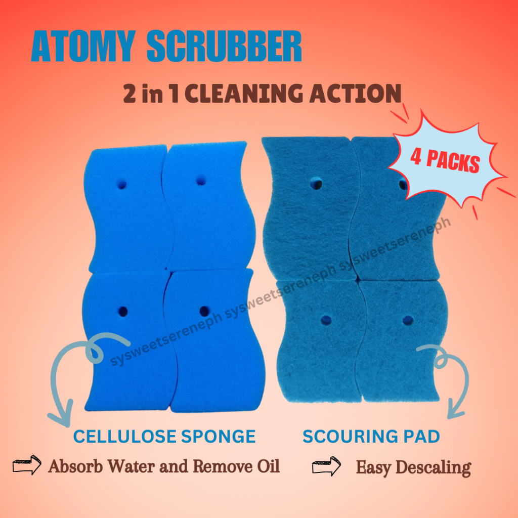 ATOMY SCRUBBER SPONGE 4 PACKS (MADE IN KOREA) | Shopee Philippines