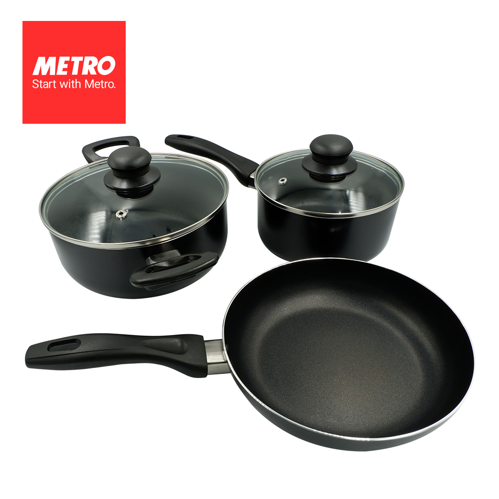 Metro Cookwares Non-stick Cookware Set MS NSCW 7554 | Shopee Philippines