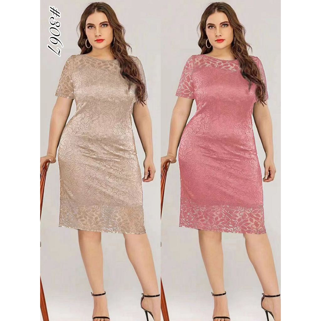 F&F Plus Size Bodycon Lace Dress #3067 | Shopee Philippines