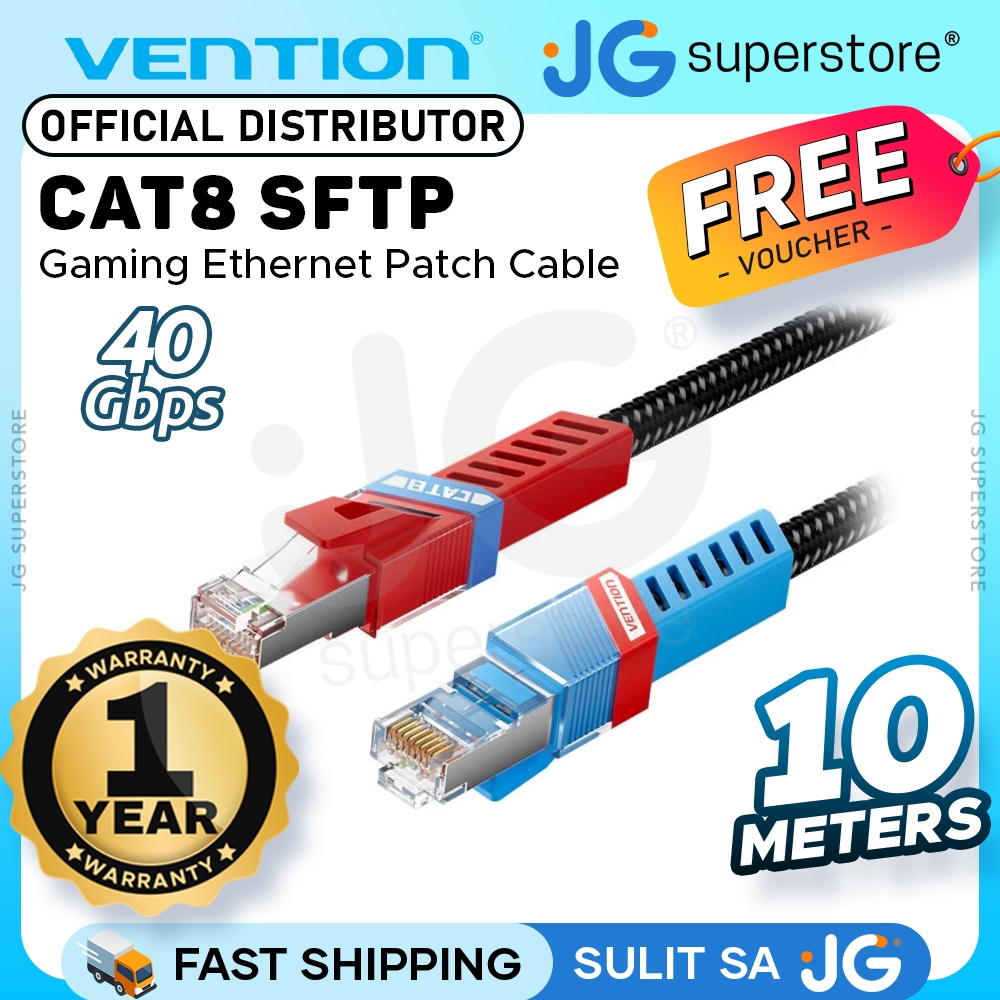 Vention Cat8 SFTP Cotton Braided Gaming Ethernet Patch Cable with ...