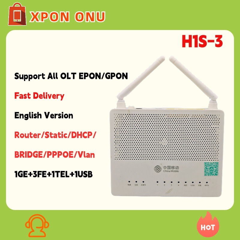 Second Hand ONU WIFI Modem H1S-3 Antena XPON EPON GPON ONT OLT English Version(Contains Adaptor ...