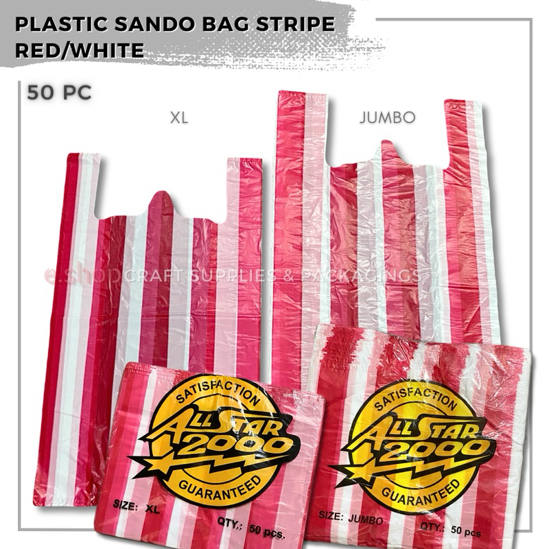 Plastic Sando Bag Stripe XL, Jumbo 50pcs | Shopee Philippines