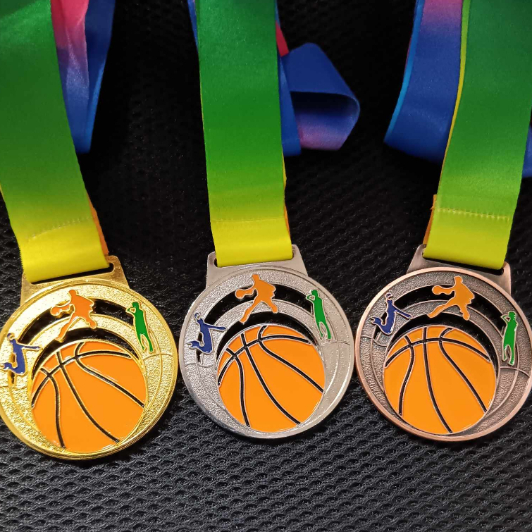 Basketball Sports Medal Color Gold SILVER BRONZE Unique" Design Colored ...