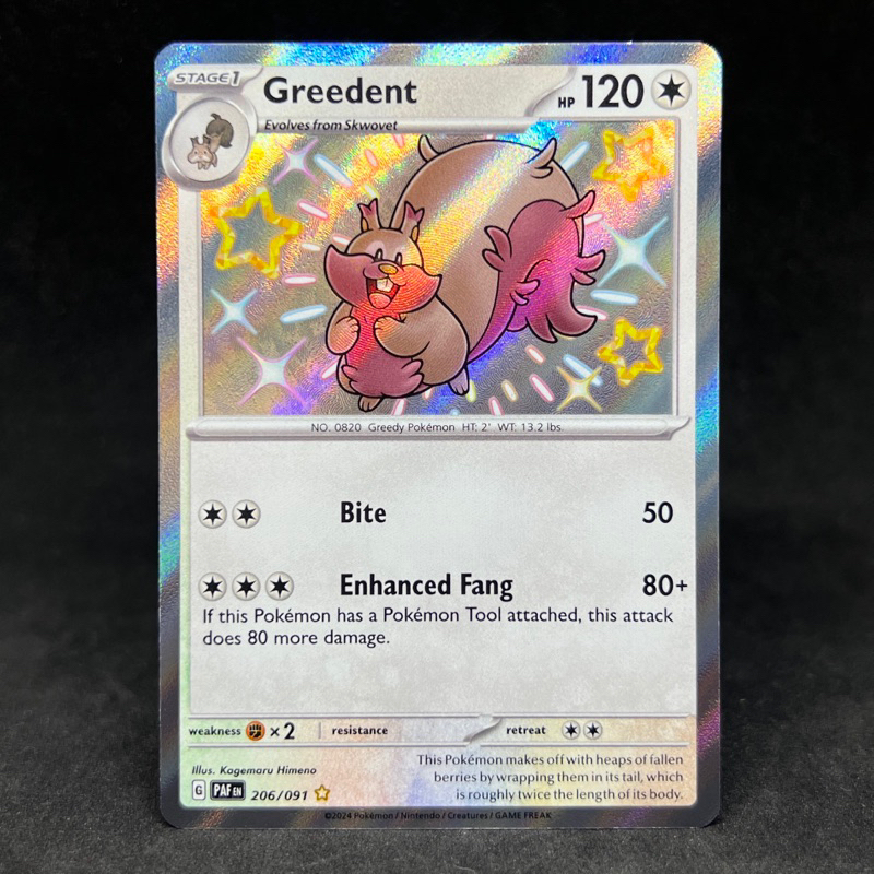 Pokemon TCG Shiny Greedent Holo Rare 206/091 2024 Scarlet & Violet ...