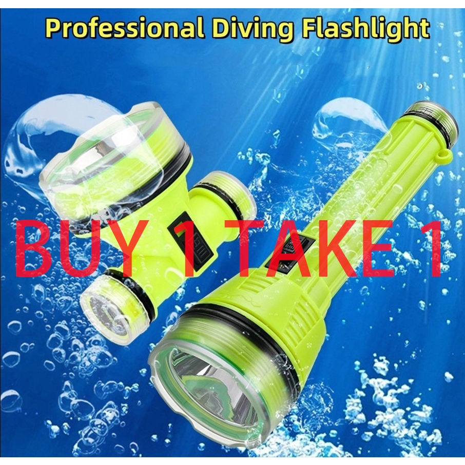 （COD）Diving Flashlight Professional Waterproof Rechargeable Led ...