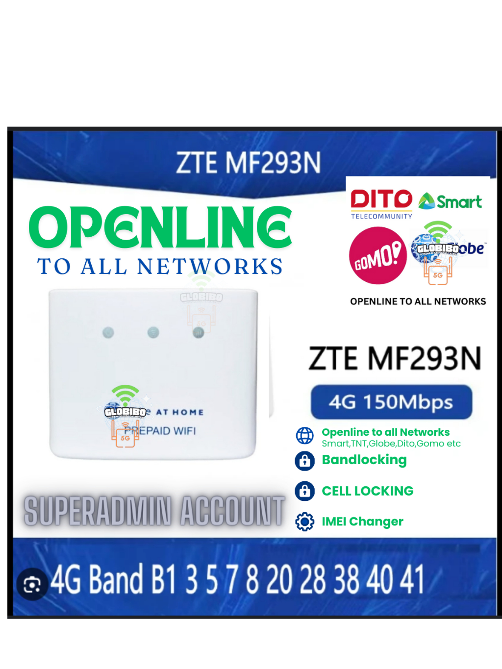 ZTE MF293N OPENLINE/FACTORY UNLOCKED WITH SUPERADMIN/BANDLOCKING ...