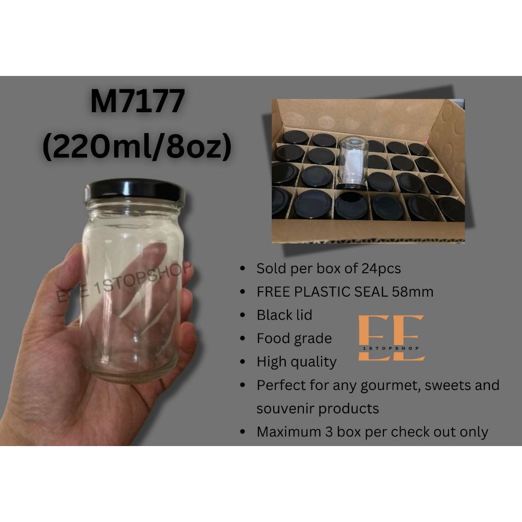 Glass Jar with Black Lid and Seal 24 pcs 120ml/220ml | Shopee Philippines