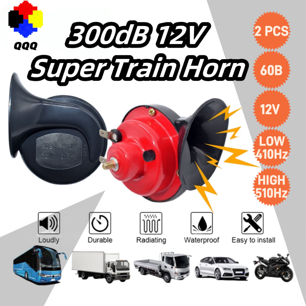 Universal Loud Motorcycle Horn 12V 300DB Electric Snail Train Horn ...