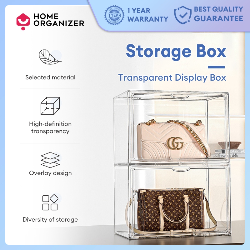 Stackable Acrylic Bag Organizer Case & Display Box Side Drop Magnetic ...
