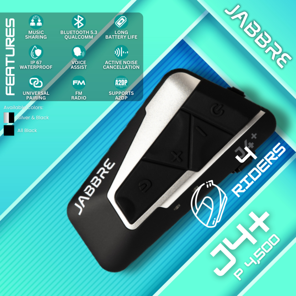 Jabbre J4+ | 4-Rider Intercom | Music sharing | Noise Cancellation ...
