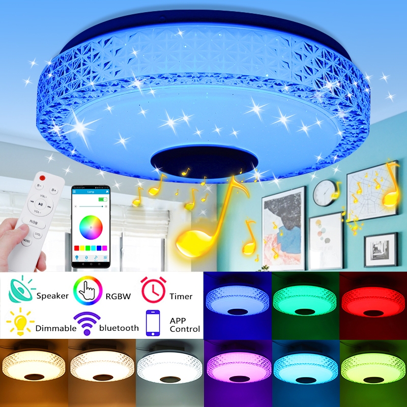 Smart Music LED Ceiling Light With Bluetooth Speaker Cellphone APP ...