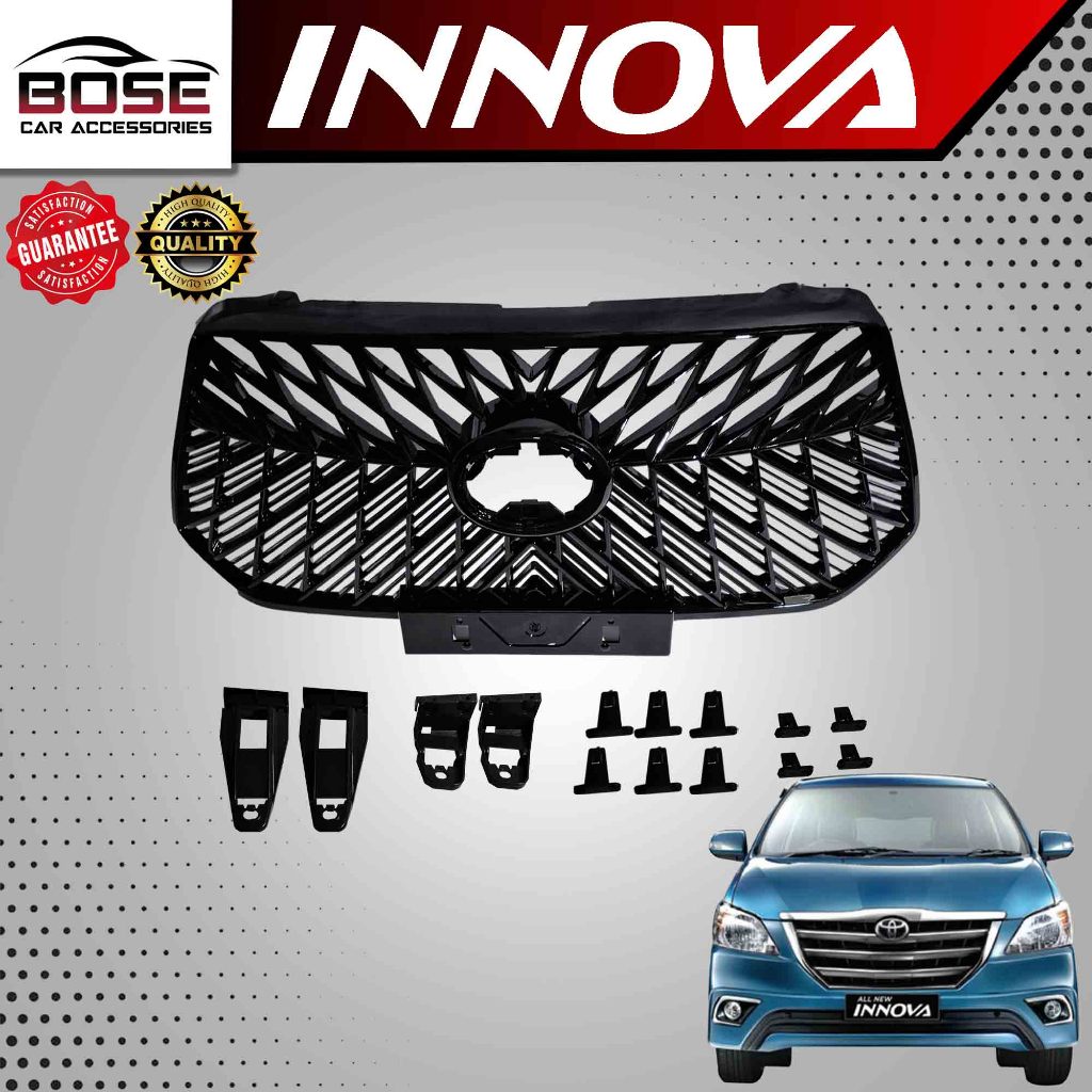 Toyota Innova V G J E 2016 - 2020 Glossy Black Front Grille 100 % High ...