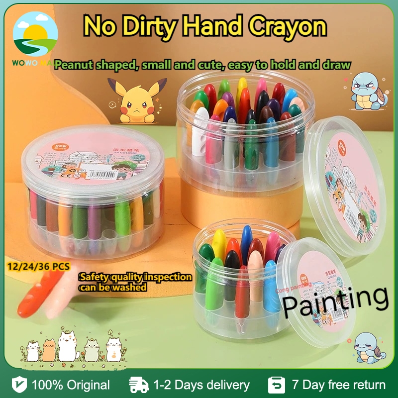 12/24/36 Colour Crayons Set Water Drop Shape Safe Non-Toxic Washable ...
