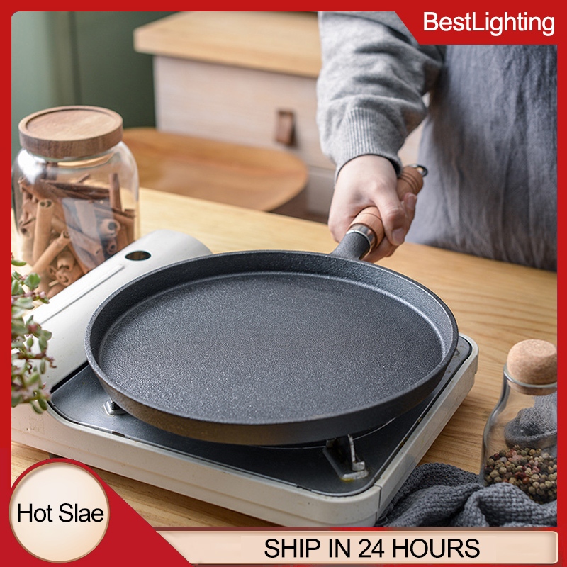 Wooden Handle Muti-fuction Cast Iron Cooking Frying Baking Roasting Pan ...