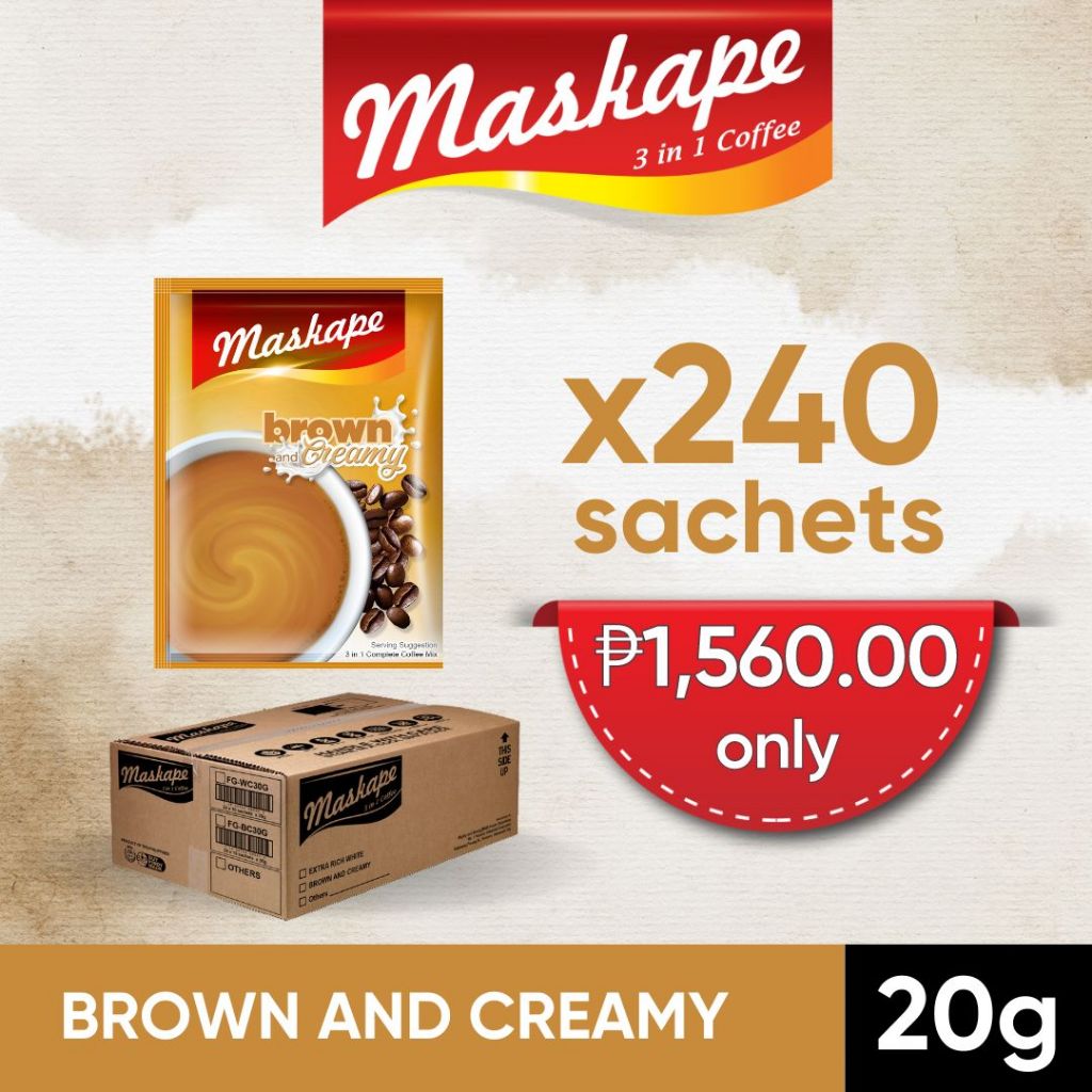 Maskape Brown And Creamy 3 In 1 Coffee 20g (240 pcs) | Shopee Philippines